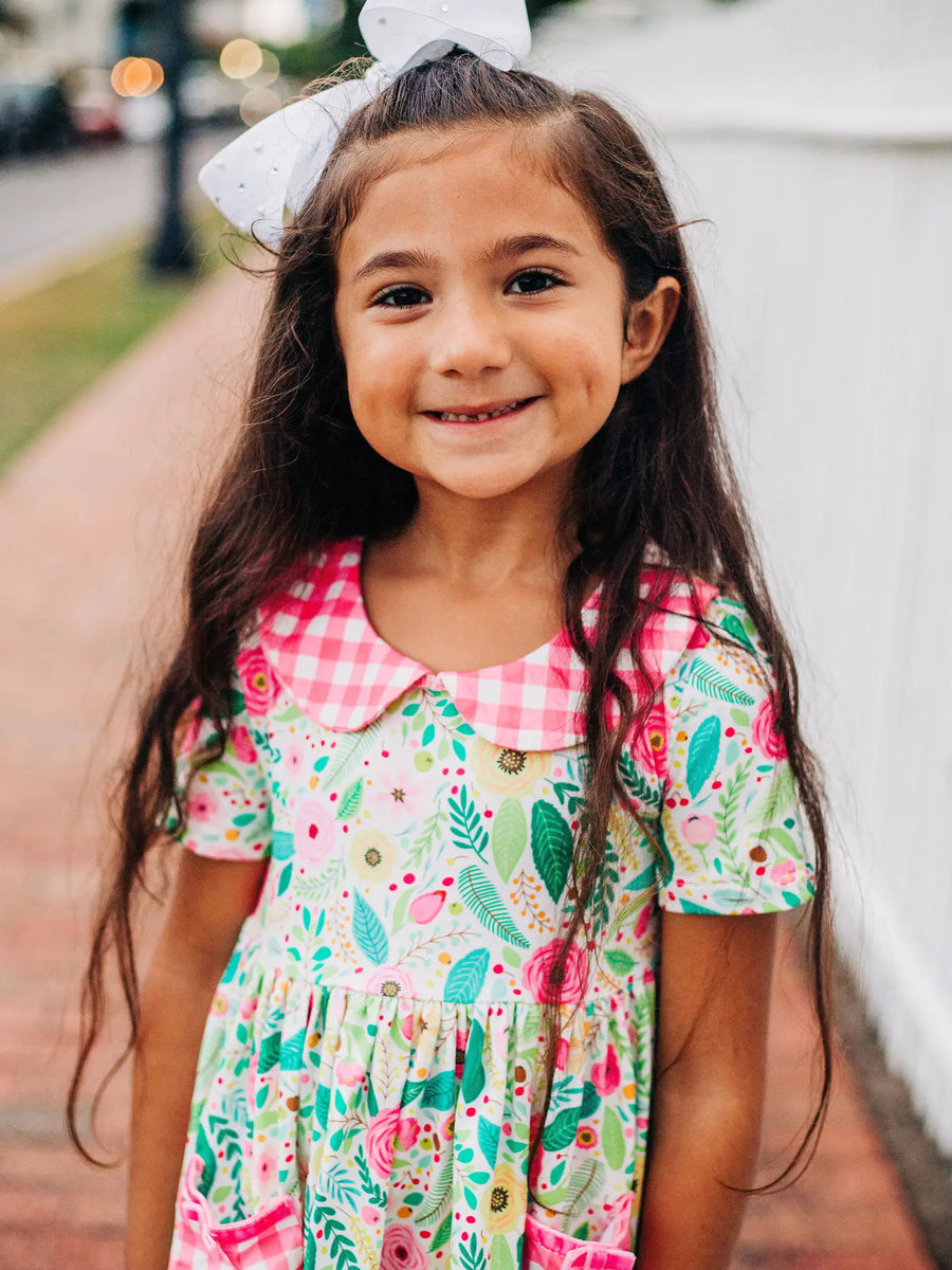 Bright Florals Pocket Twirl Dress – Little Pink Princess Boutique